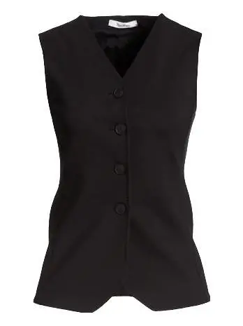 Max Mara Tailored Vest In Viscose, Polyamide, And Elastane - Black
