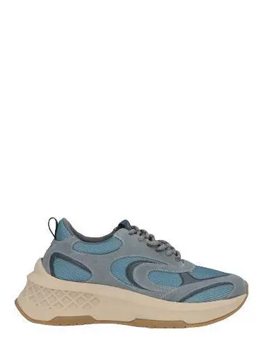 EMANUELLE VEE Chunky Sneakers In Leather And Textile Fibers - Blue