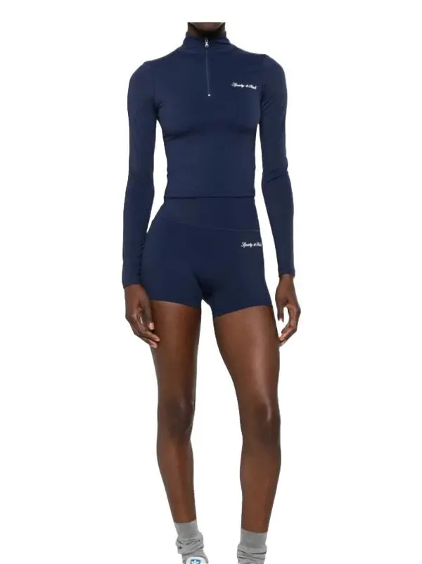 SPORTY  RICH Sporty & Rich Quarter-zip Long Sleeve Top - Blue