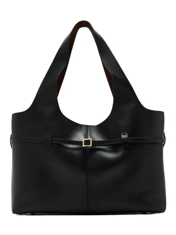 Manu Atelier Buckled Leather Shoulder Bag - Black