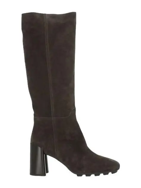 Hogan Knee-high Suede Boots With Side Zip And Lug Sole - Black