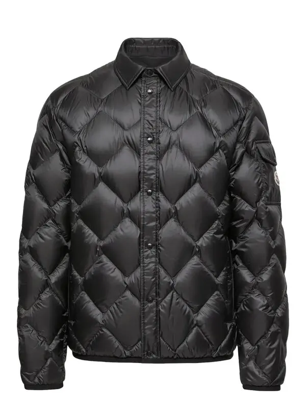 Moncler Collared Quilted Shirt Jacket - Black
