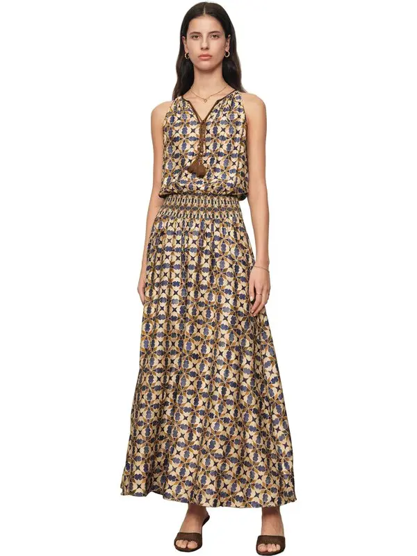 Fabrique Jocelyn Sleeveless Dress In Crinkled Silk Blend - Multicolor
