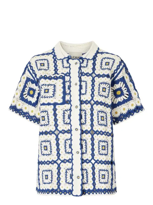 ALEMAIS Dolly Crochet Cotton Shirt - Blue