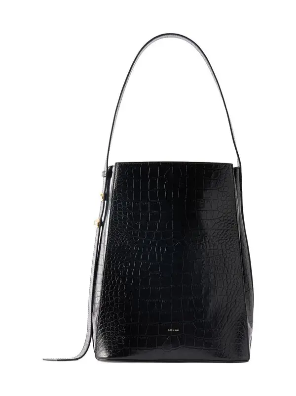 AMANU Somalia Croc-effect Leather Shoulder Bag - Black