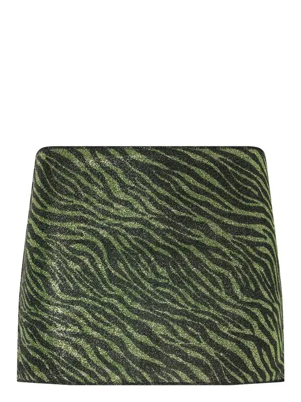 Oseree Animalier Metallic Stretch-knit Mini Skirt - Green