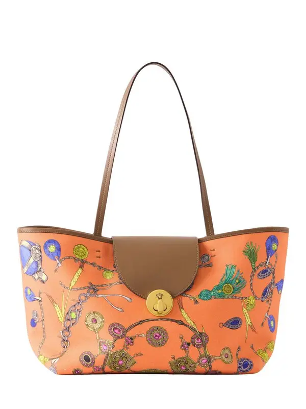 Versace Vivian Printed Canvas Tote - Red