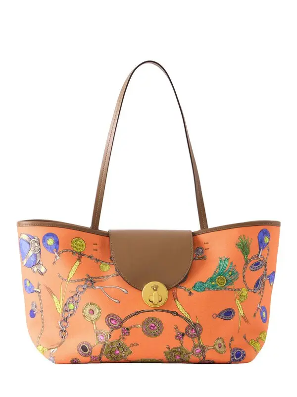 Versace Vivian Printed Canvas Tote - Red