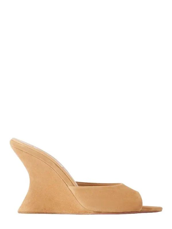 AQUAZZURA Bisous 95 Suede Wedge Sandals - Brown