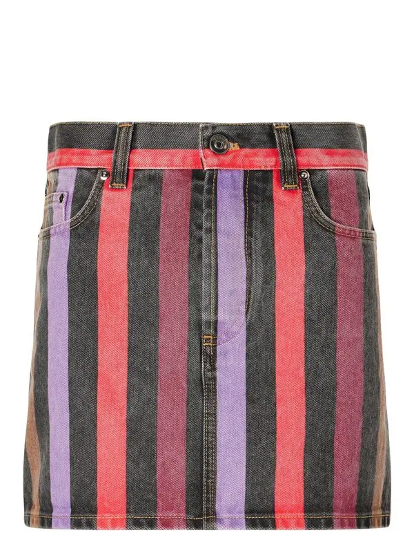 Versace Striped Denim Mini Skirt - Black