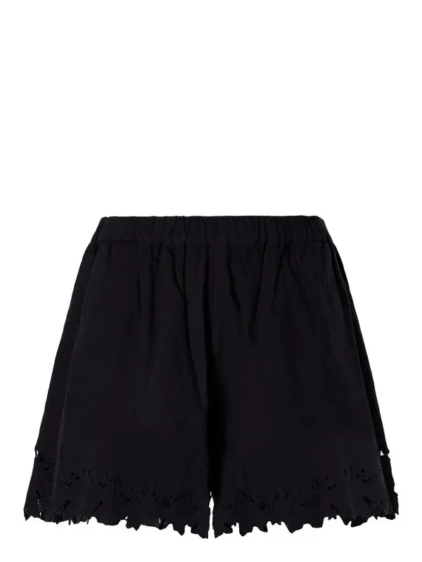 Sea Eleannora Embroidered Cotton And Linen-blend Shorts - Black
