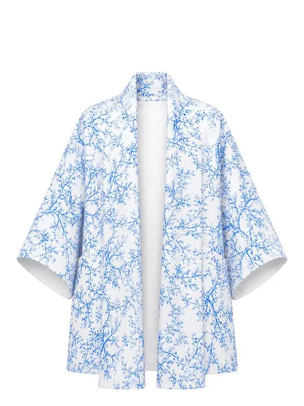 LUMINA ELIGMA Linen Reversible Printed Jacket - Blue