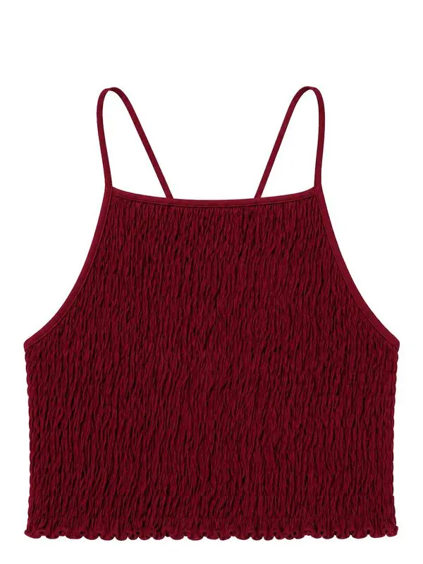 PLC - PLANET LOVING COMPANY Modal Smocked Cropped Top With Spaghetti Straps - Red