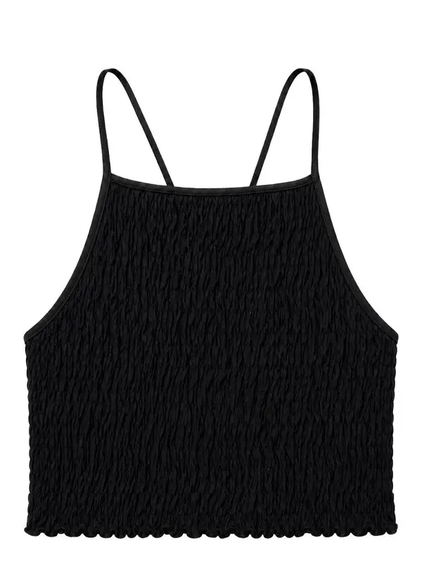 PLC - PLANET LOVING COMPANY Modal Smocked Top With Scalloped Hem - Black