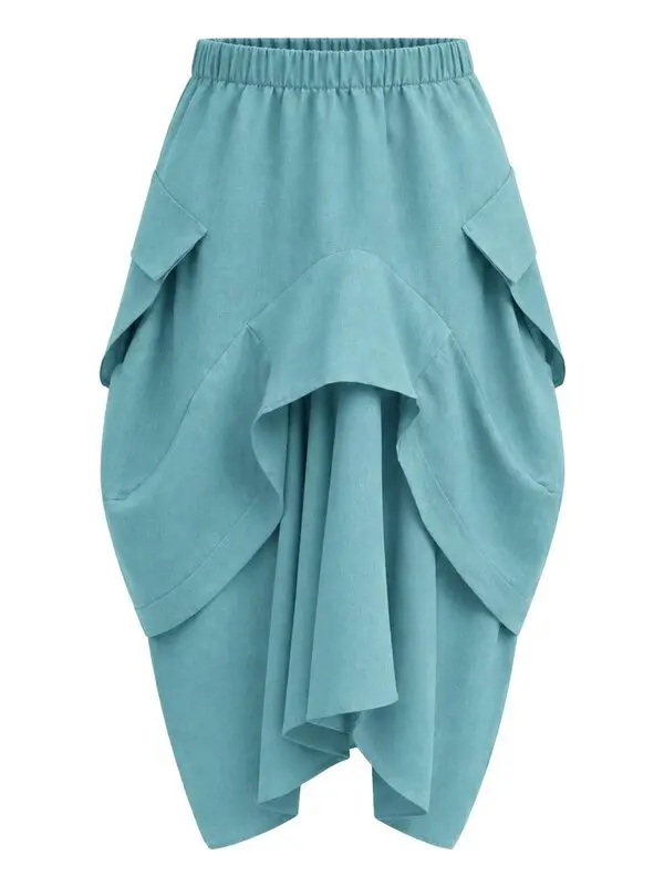 LUMINA ELIGMA Collar Skirt" Linen Teal - Blue
