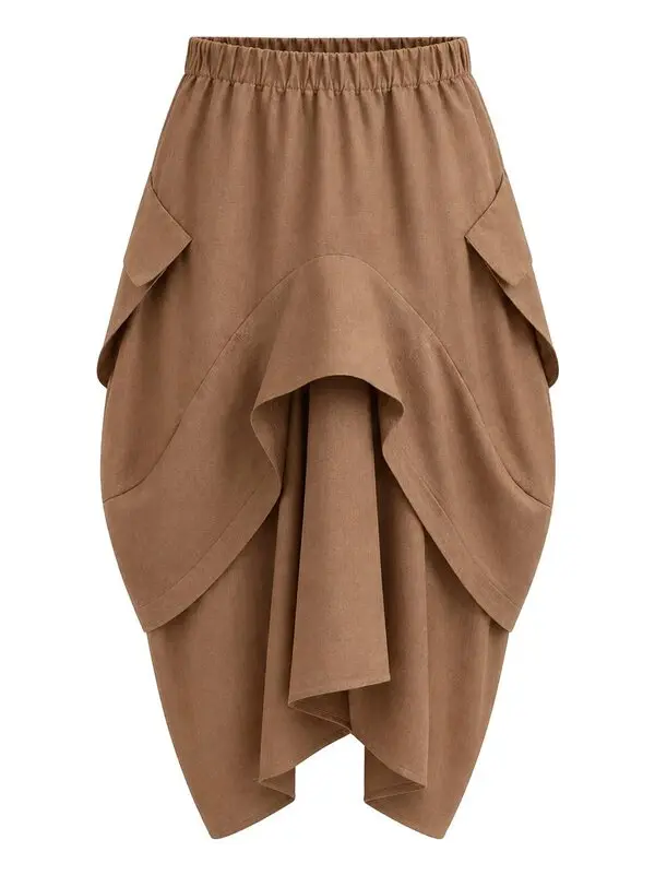 LUMINA ELIGMA The Collar Linen Skirt - Brown