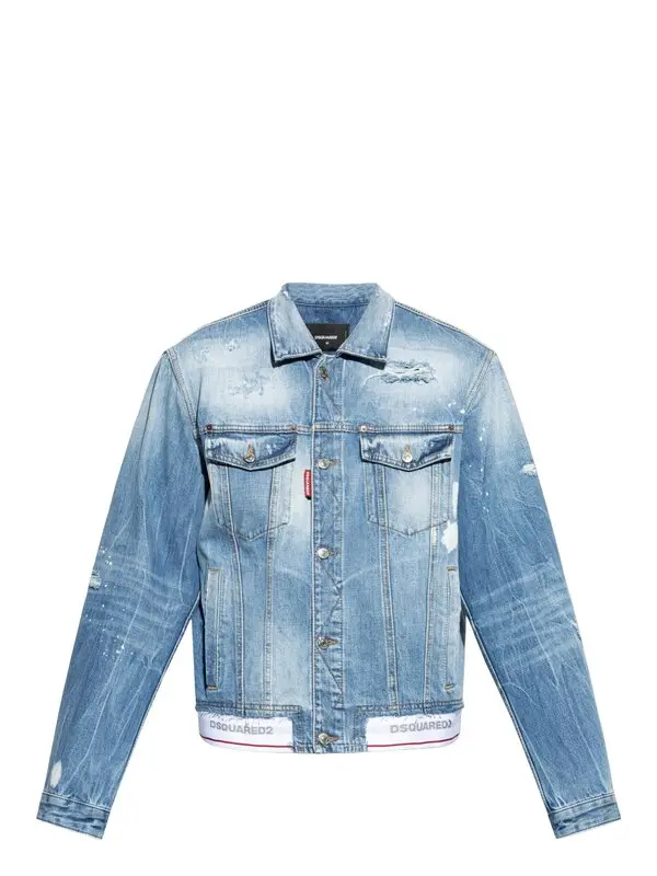 Dsquared2 Distressed Denim Jacket With Metal Buttons - Blue