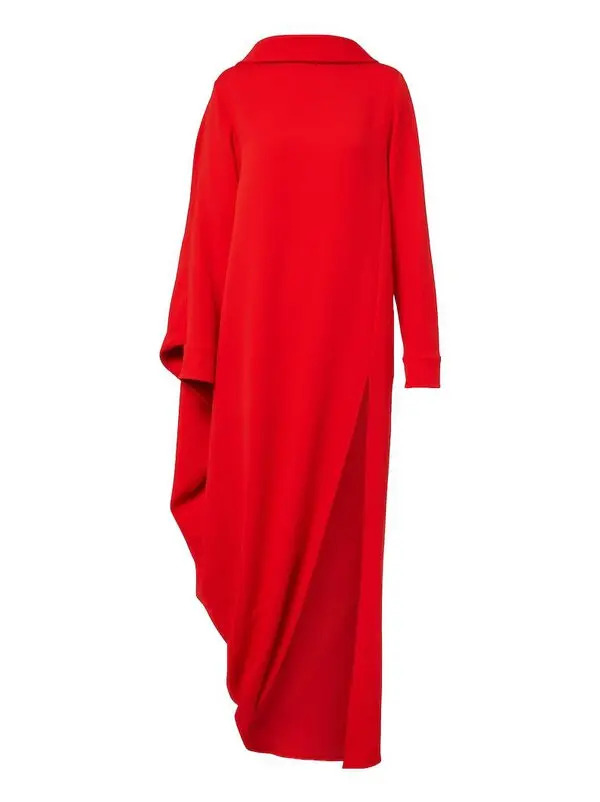 Balenciaga Caped Silk And Wool Crêpe Maxi Dress - Red