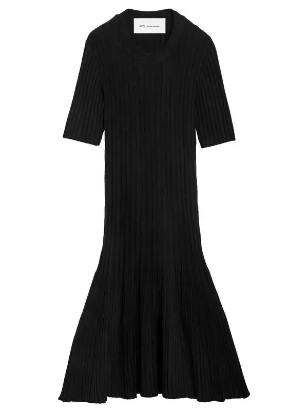 AMI Paris Ribbed Knit Mini Dress - Black