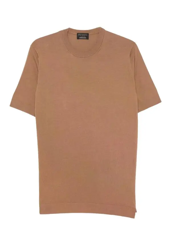 DELL'OGLIO Crew-neck Short-sleeve T-shirt - Brown