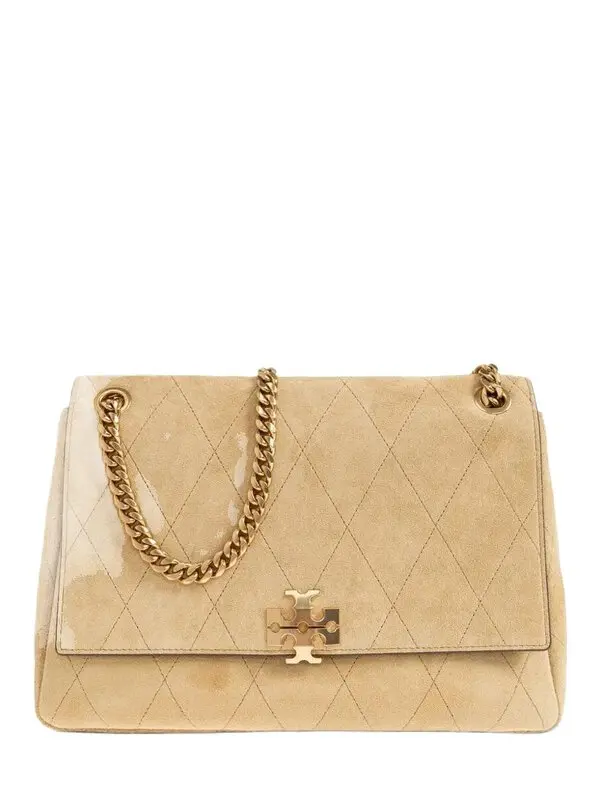 Tory Burch Quilted Suede Shoulder Bag - Gray