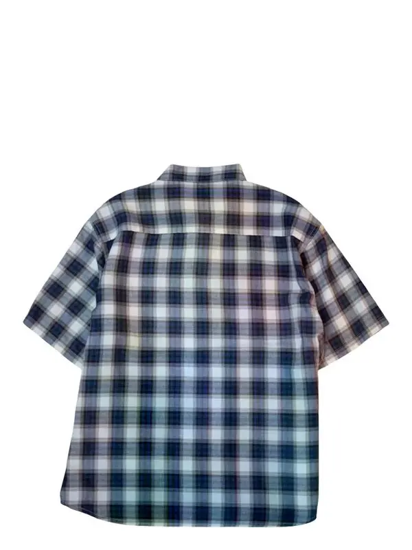 UNIVERSAL OVERALL Ombre-check Open-collar Shirt - Blue