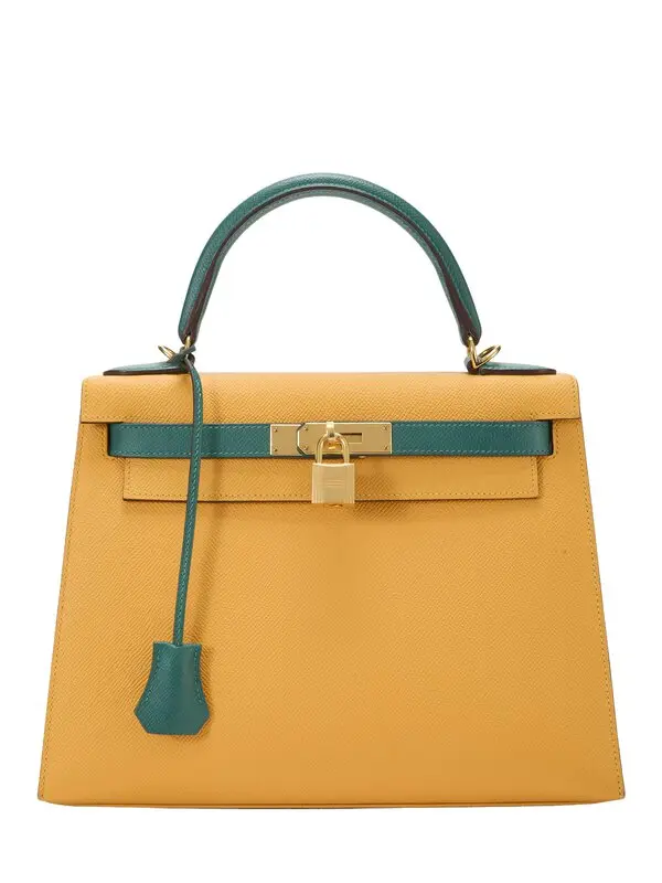 Hermès Jaune D'or & Menthe Epsom Horseshoe Kelly Sellier 28 - Multi