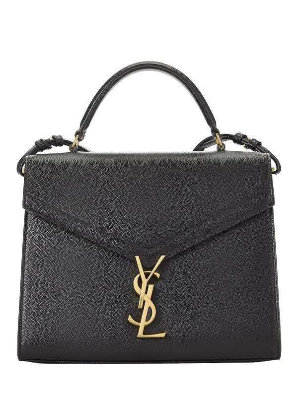 Saint Laurent Grainy Leather Top Handle Bag - Black