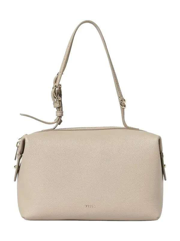 Furla Grained Calfskin Leather Shoulder Bag - Grey