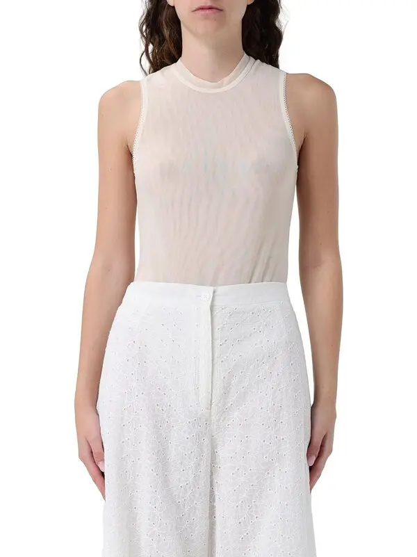 FORTE_FORTE Sleeveless Sheer Top - Beige