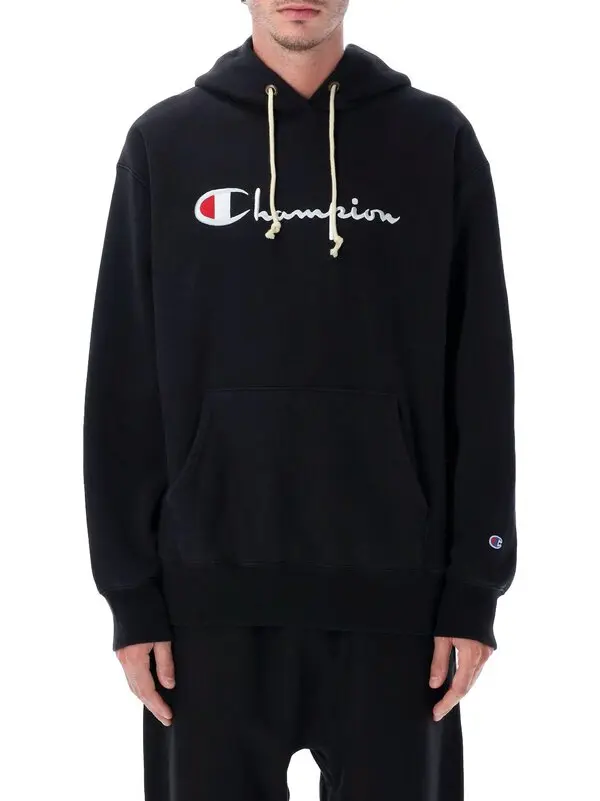 Champion Embroidered Logo Hoodie - Black