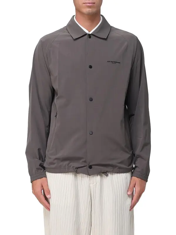 Emporio Armani Polyester & Viscose Blend Shirt Jacket - Brown