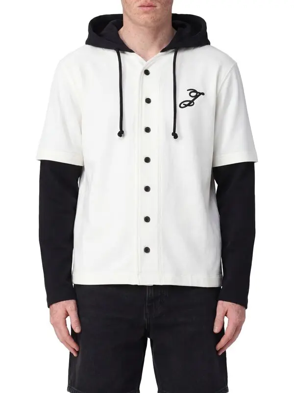Jacquemus Cotton Hoodie With Logo And Button Closure - White