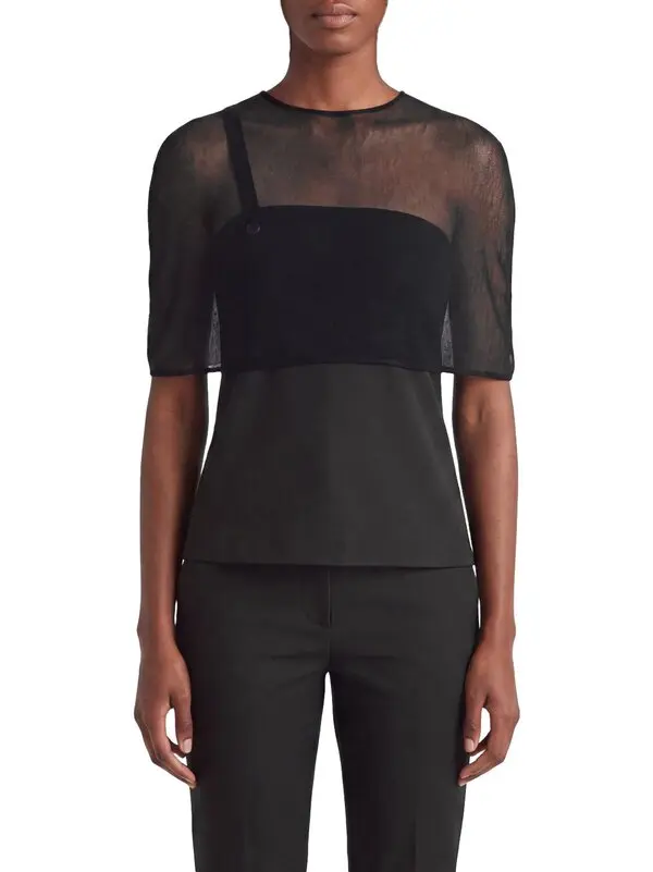 Paloma Wool Sheer V-neck Top - Black