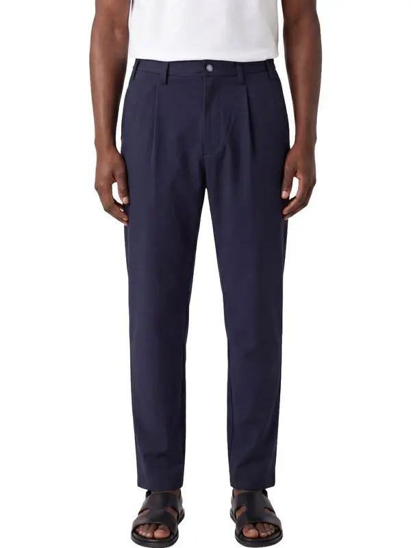 PEOPLE OF SHIBUYA Solidcolour Technical Fabric Pleated Slim Fit Trousers - Black