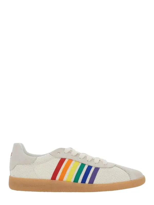 Dsquared2 Low Top Trainers In Leather And Mesh With Multicolour Stripes - Multicolor