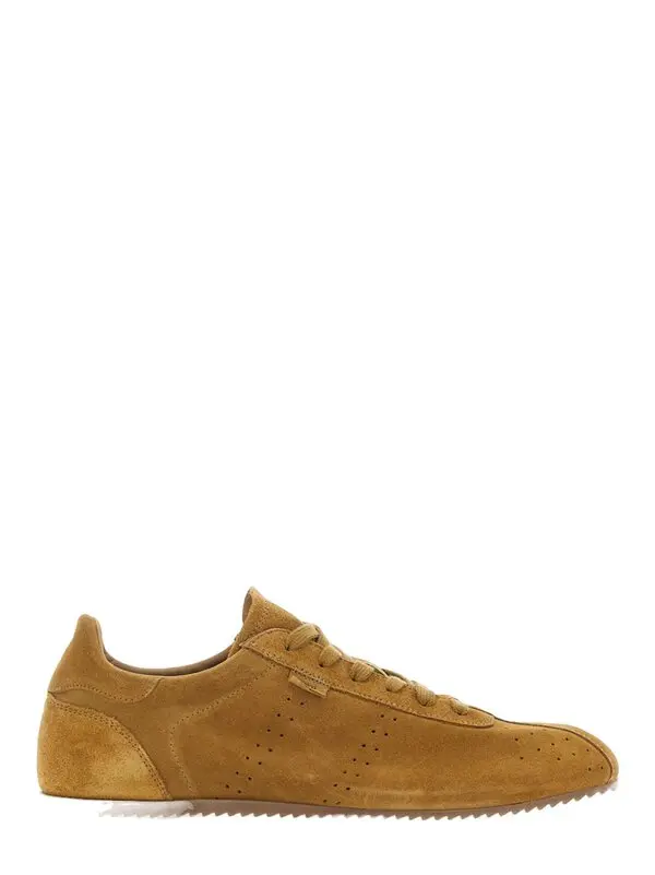 AMI Paris Suede Low-top Lace-up Sneakers With Embossed Logo - Brown
