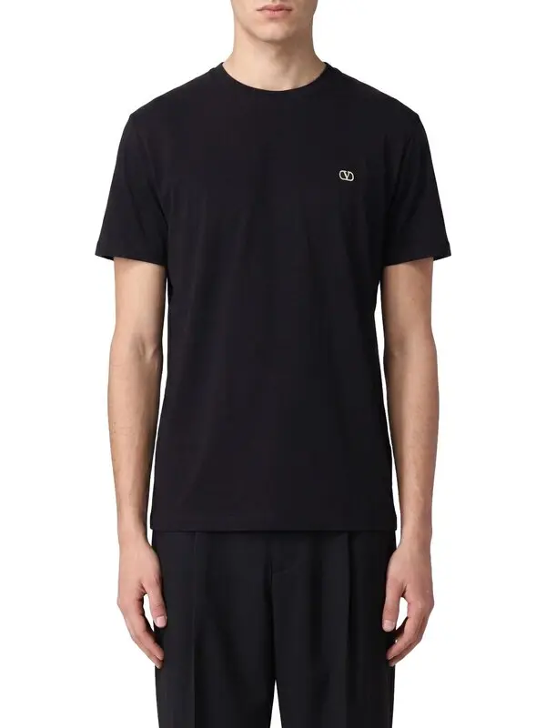 Valentino Garavani Vlogo Signature Cotton T-shirt With Contrasting Logo - Black