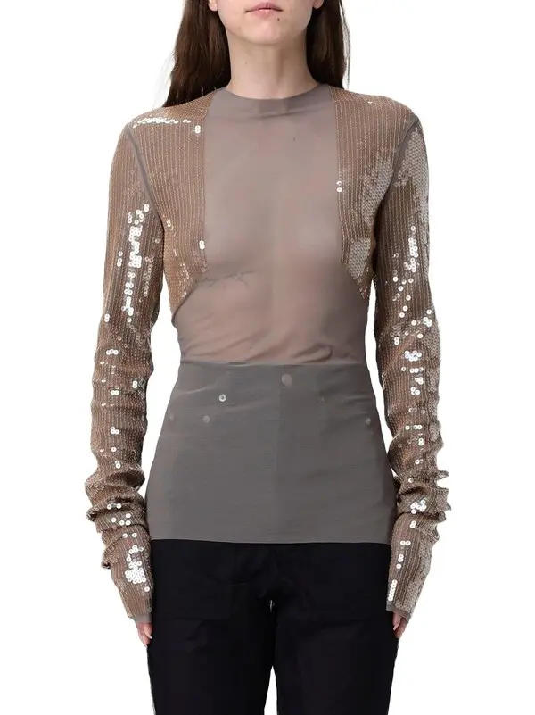 Rick Owens Sequined Mesh T-shirt - Beige