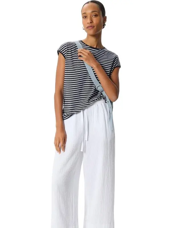 Whistles Striped Cap Sleeve T-shirt - Navy/multi