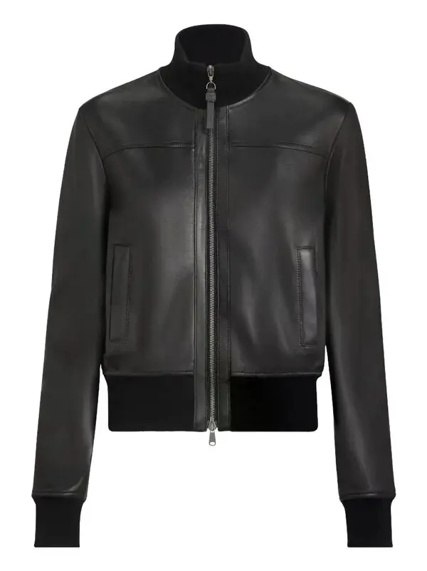 Brunello Cucinelli Nappa Leather Outerwear Jacket With Monili - Black
