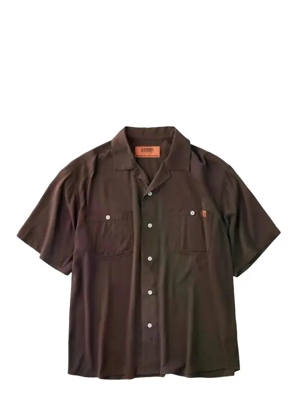 UNIVERSAL OVERALL Open-collar Short-sleeve Shirt - Brown
