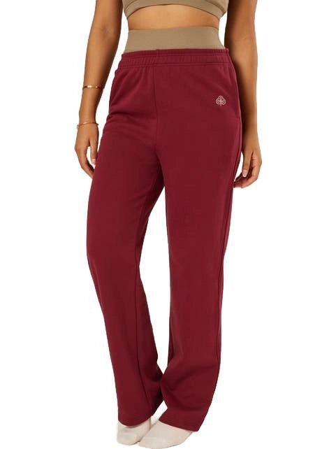 BE ATHLETICA Varsity Wide Leg Joggers - Garnet