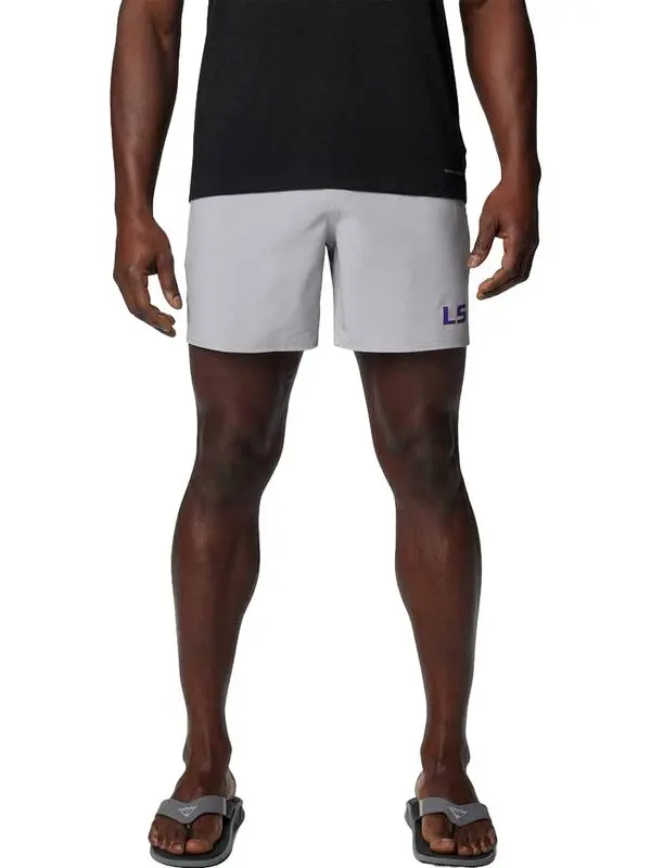 Columbia Pfg Terminal Roamer Stretch Shorts Lsu Tigers - Gray