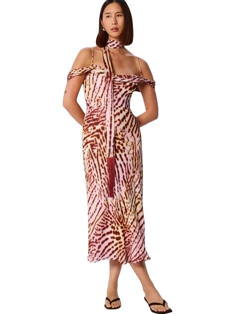 Whistles Orchid Print Scarf Midi Dress - Pink/multi