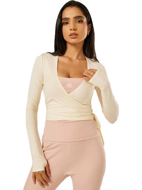 BE ATHLETICA Ultimate Wrap Top - Ecru