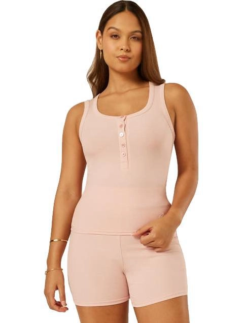 BE ATHLETICA Henley Tank Top - Milkshake