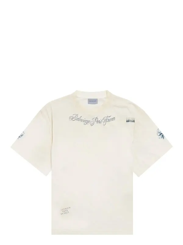 Balenciaga Short Sleeve Graphic T-shirt - Cream