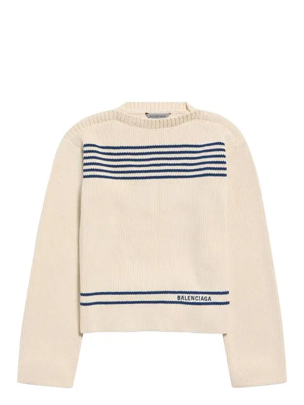 Balenciaga Striped Boatneck Sweater - Blue