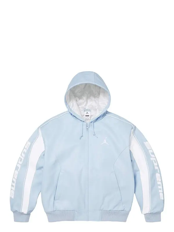 Supreme X Jordan Hooded Leather Jacket - Blue
